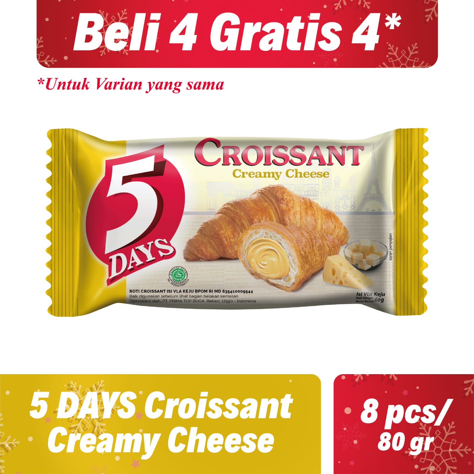 Jual Medan - Beli 4 Gratis 4 WHS - 5 Days Croissant Creamy Cheese Roti ...