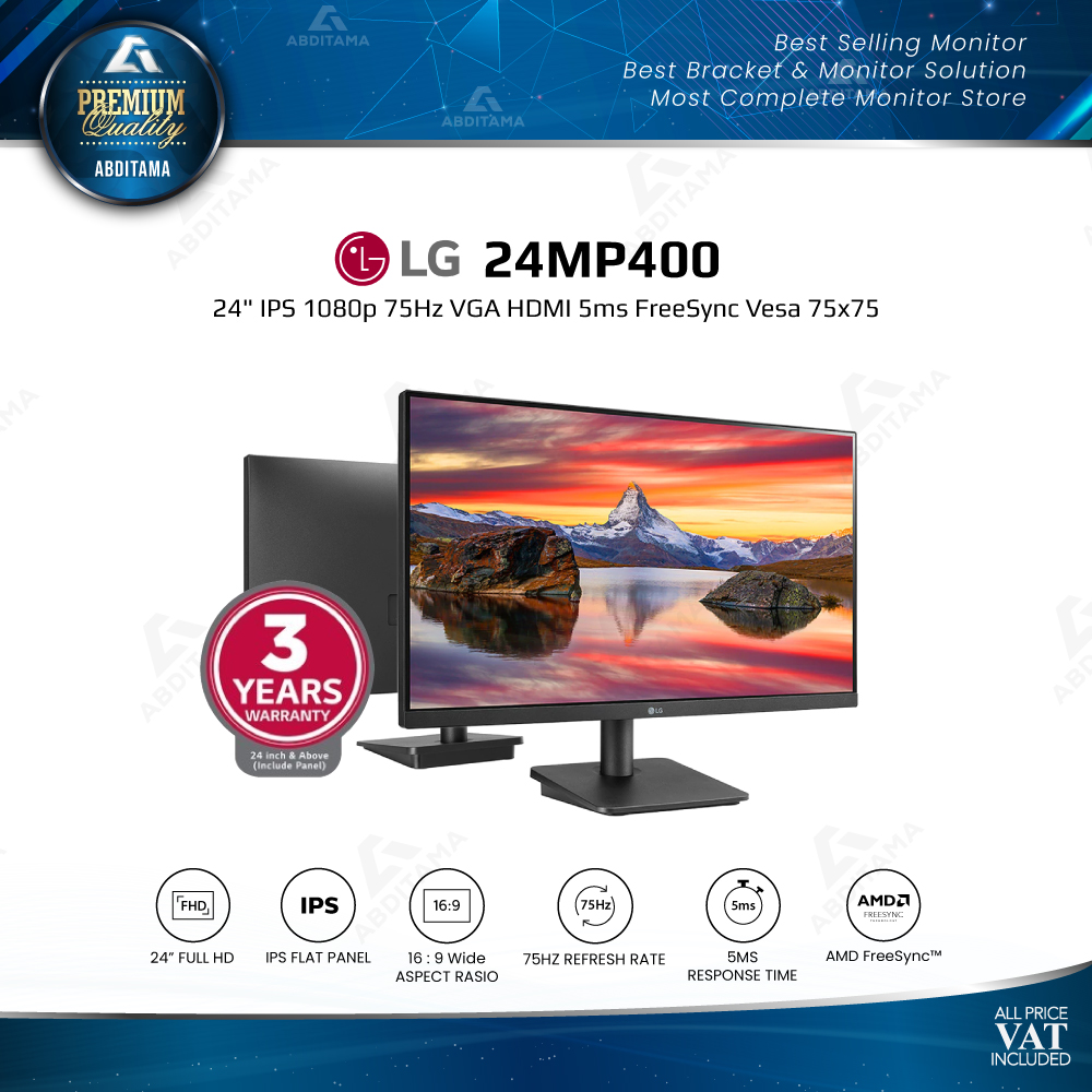 Promo Monitor LG 24MP400 24 IPS 1080p 75Hz VGA HDMI 5ms FreeSync Vesa ...