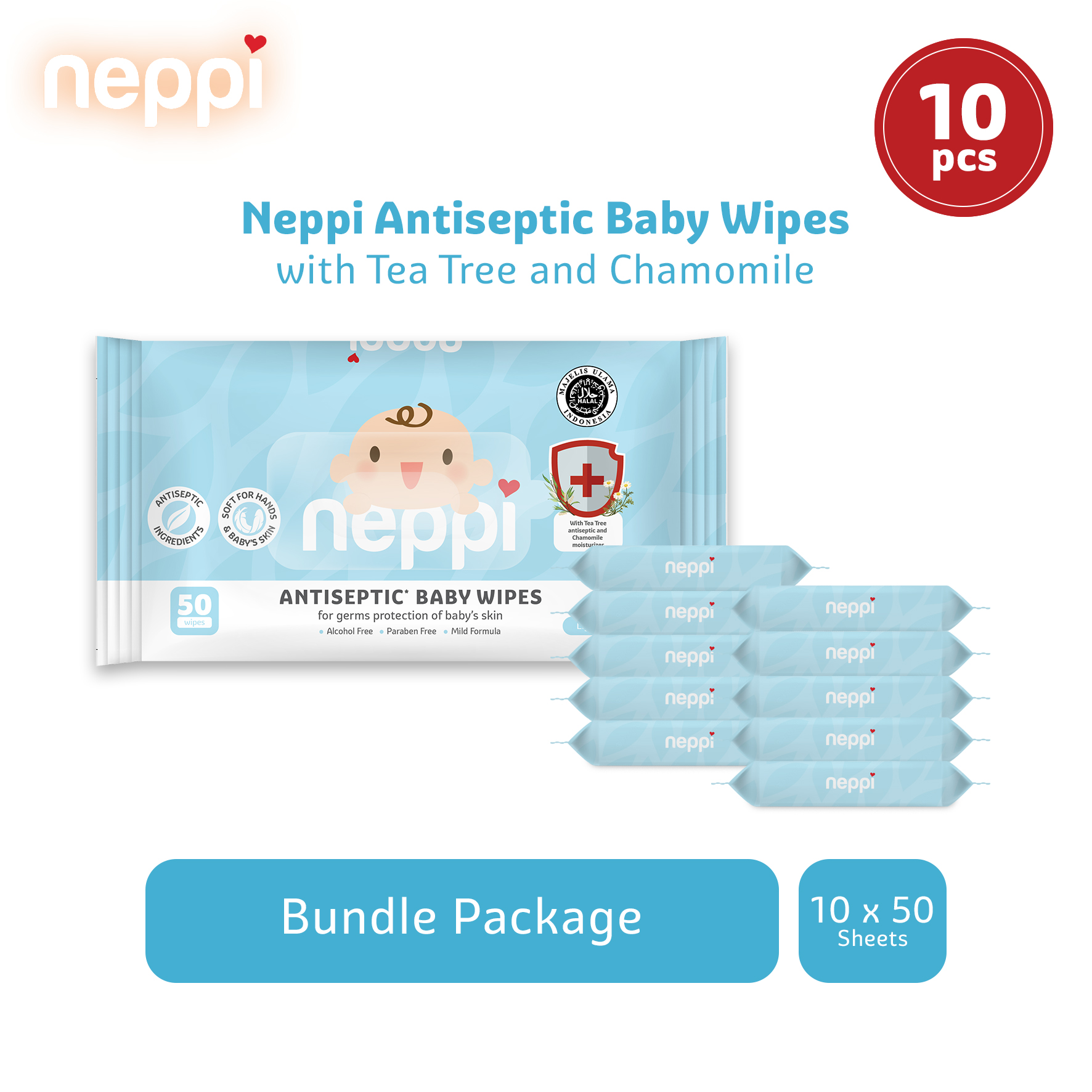 Jual Buy 5 Get 5 - Neppi Baby Wipes Antiseptic [50 sheets] di Seller ...