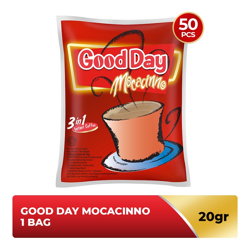 Promo Good Day Mocacinno Kopi Instan 20 g [50 Sachet/ 1 Bag] Diskon 10% ...