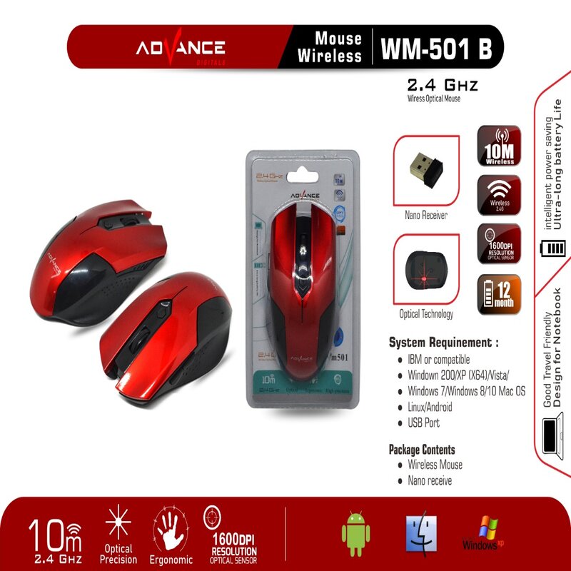Jual Mouse Wireless Advance WM501 B / Advan WM501B di Seller Surya ...