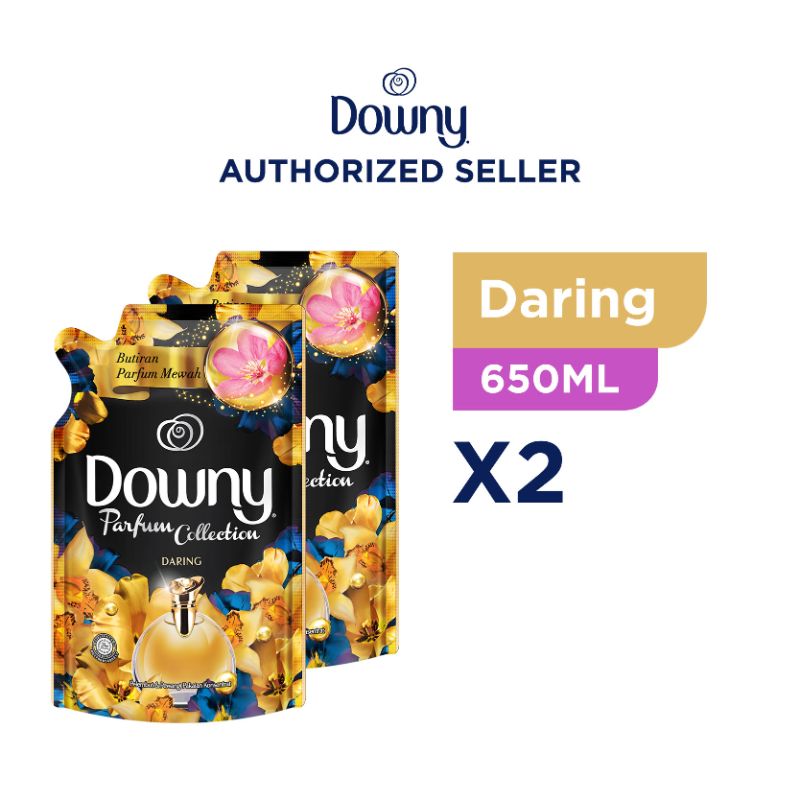 Promo Downy Daring Softener Pewangi dan Pelembut Pakaian Konsentrat [650 mL] isi 2 Pcs Diskon 8% ...