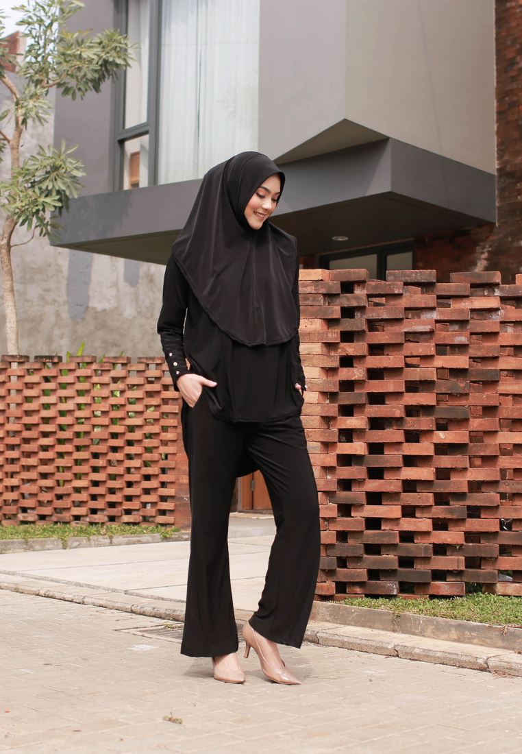 Promo Hijab Ellysha RACHELVENNYA ONE SET COMBINE HIJAB 3IN1 BLACK ...