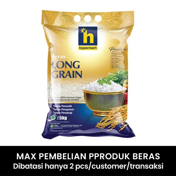 Promo HYPERMART VALUE PLUS BERAS PREMIUM LONG GRAIN 5 KG Diskon 6% di ...