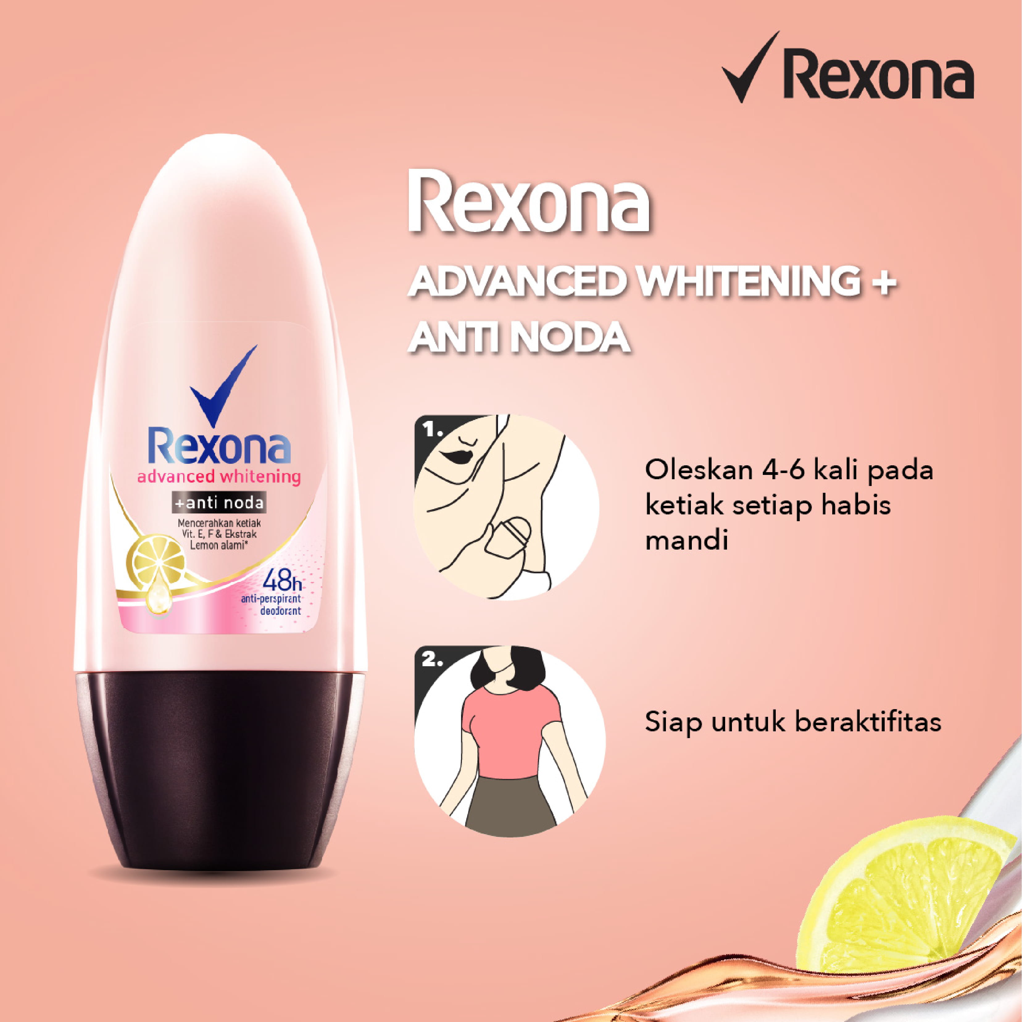 Promo Rexona brightening Anti noda Roll-on Deodorant [45ml] Diskon 6% ...