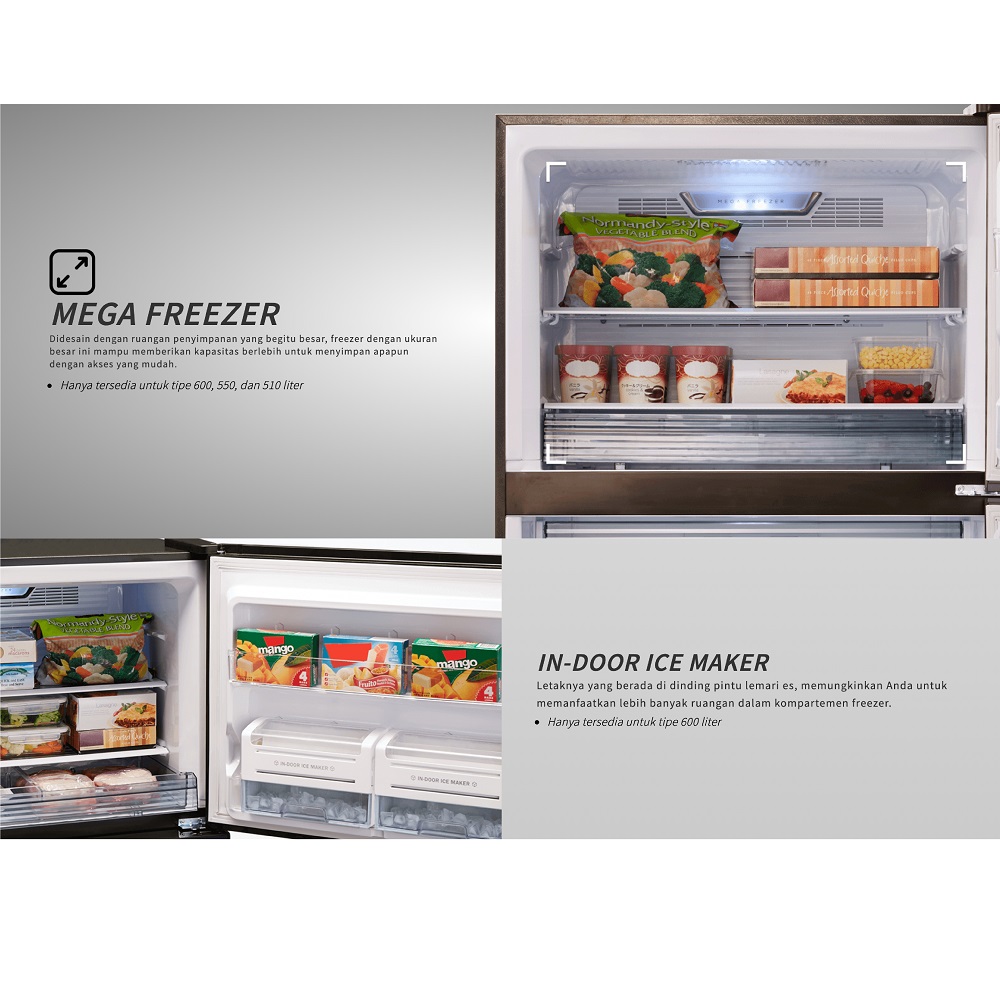 Jual Sharp Sj-ig471pg-bk Kulkas Lemari Es 2 Pintu Grand Vetro Series J ...