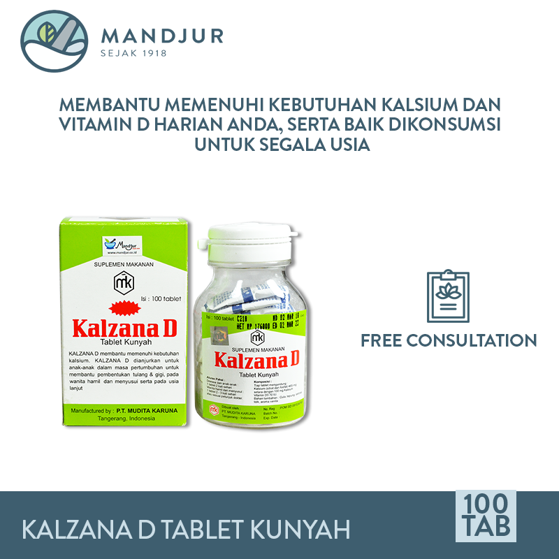 Jual Mudita Karuna Kalzana D Tablet Kunyah Suplemen Makanan di Seller ...