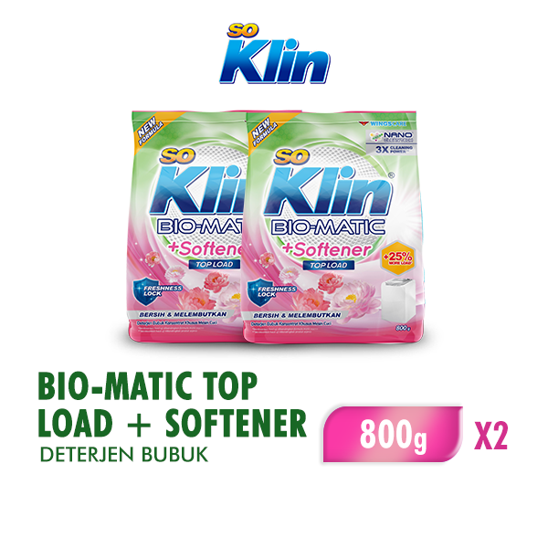 Promo SO KLIN Biomatic Deterjen Bubuk untuk Mesin Cuci Top Load ...