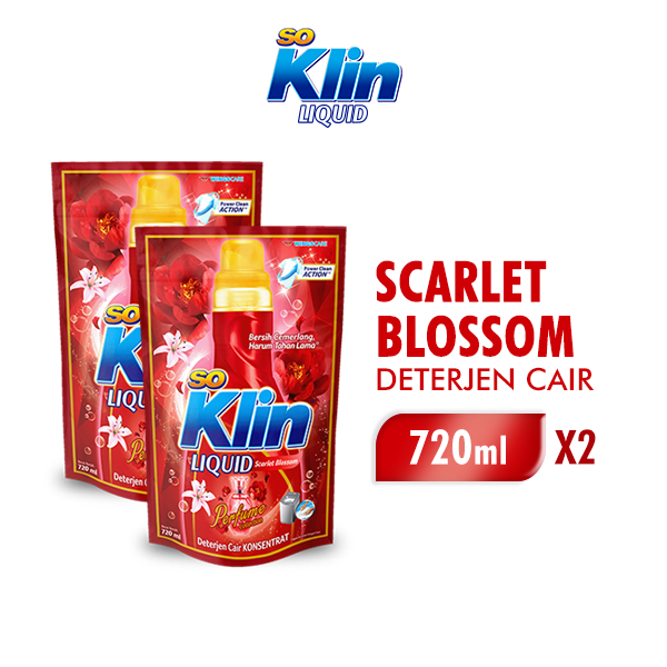 Promo SO KLIN Liquid Detergent Scarlet Blossom Perfume Pouch [720 mL / 2 pcs] Diskon 29% di ...
