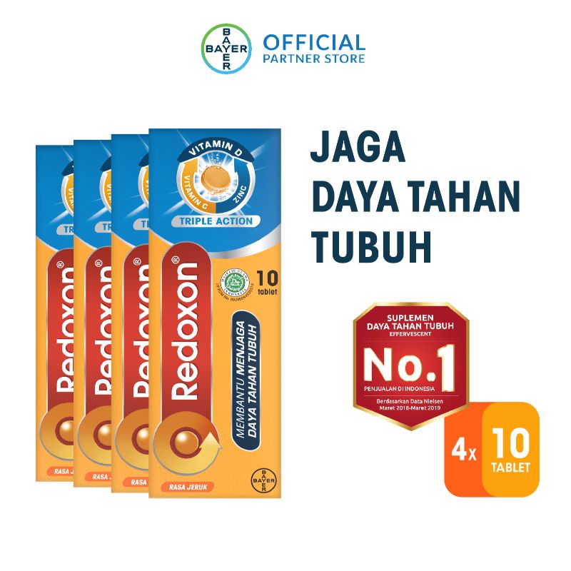 Promo Redoxon Rasa Jeruk Vitamin C Zinc [10 Tablet/ 4 pcs] Diskon 13% ...