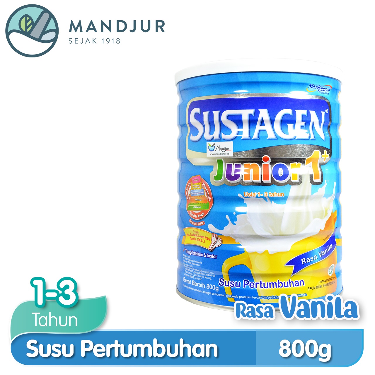 Jual Sustagen Junior 1+ Susu Pertumbuhan [800 g/1-3 Tahun/Rasa Vanila ...
