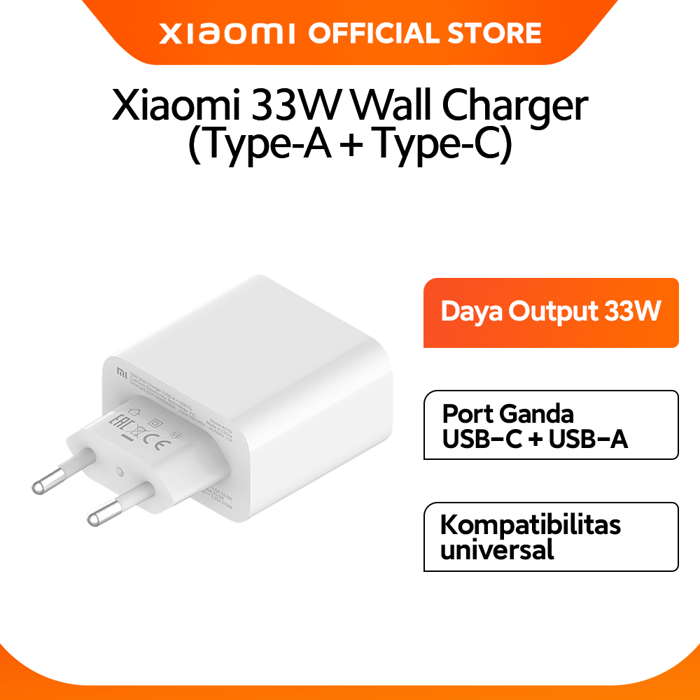 Jual Xiaomi Official Mi 33W Wall Charger (Type-A + Type-C) Pengisian ...