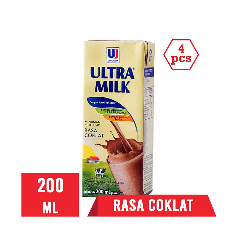 Jual Ultra Milk Coklat Susu UHT [200 mL/ 4 pcs] di Seller Alfamart ...