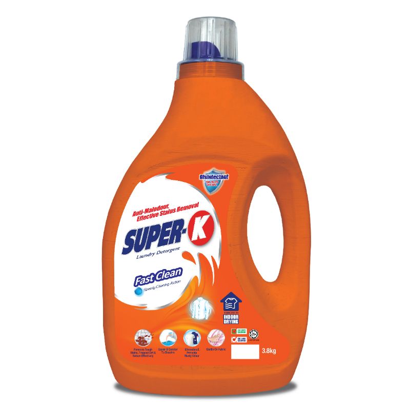 Promo Kuat Harimau Super-K Fast Clean Laundry Liquid Detergent [3800 g ...