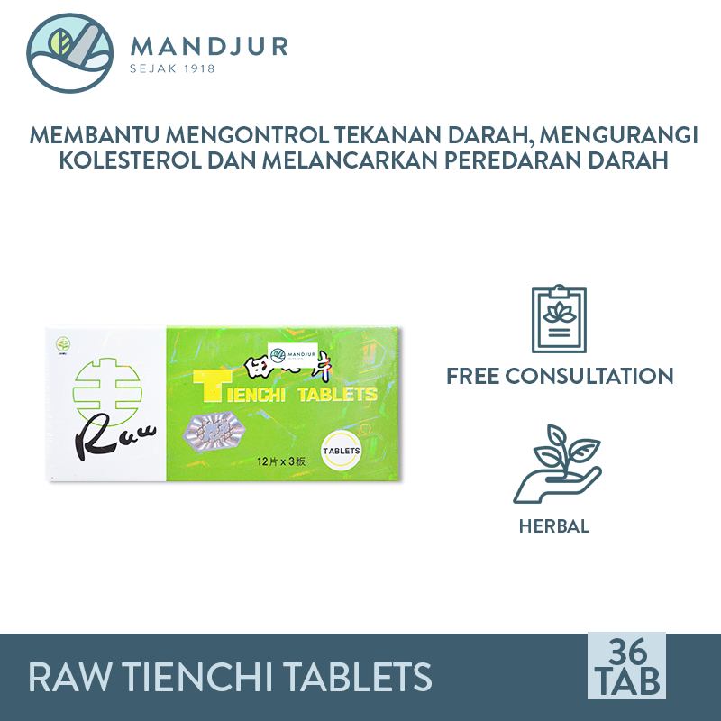 Jual Raw Tienchi Tablets Obat Herbal Kolesterol [isi 36 Tablets] Di ...