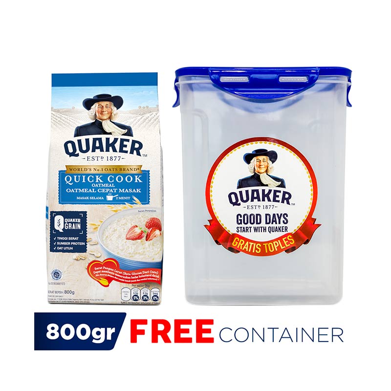 Jual Quaker Quick Cooking Oatmeal [800 g] + Free Container di Seller ...
