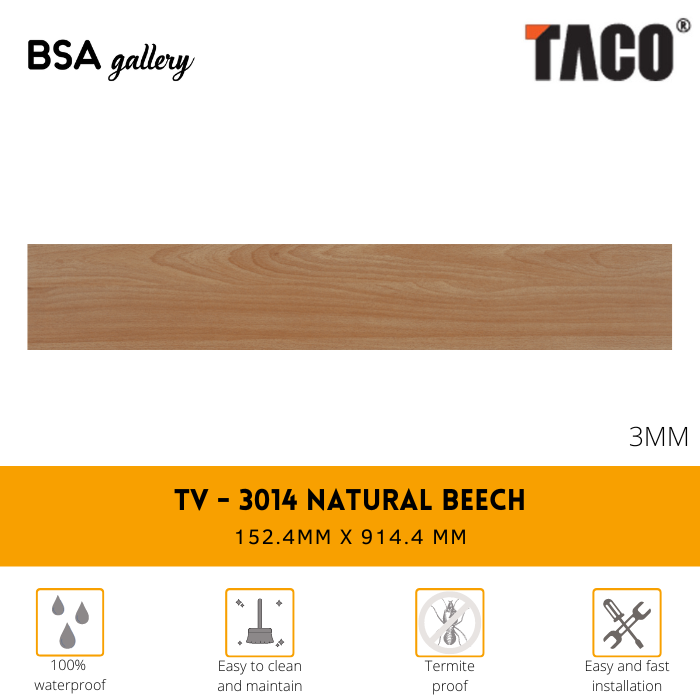 Jual TACO VINYL 3MM TV 3014 NATURAL BEECH / LANTAI KAYU VINYL / WOOD FLOOR di Seller BSA Gallery ...