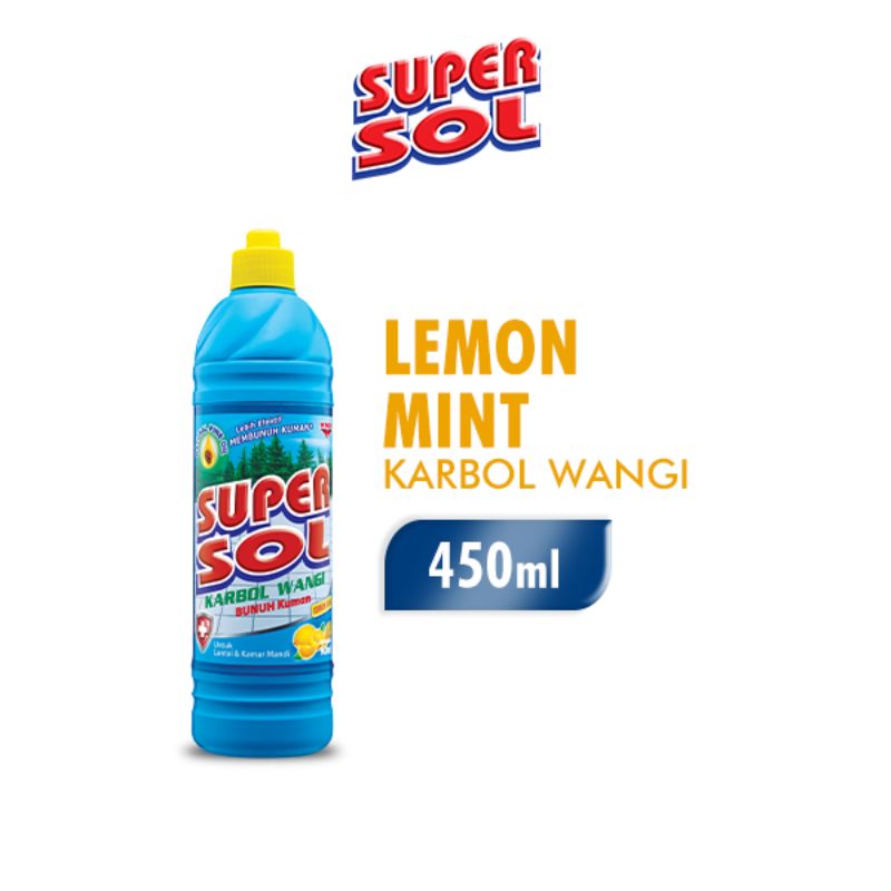 Promo Supersol Karbol Wangi Lemon Mint Cairan Pembersih Lantai [450 mL ...