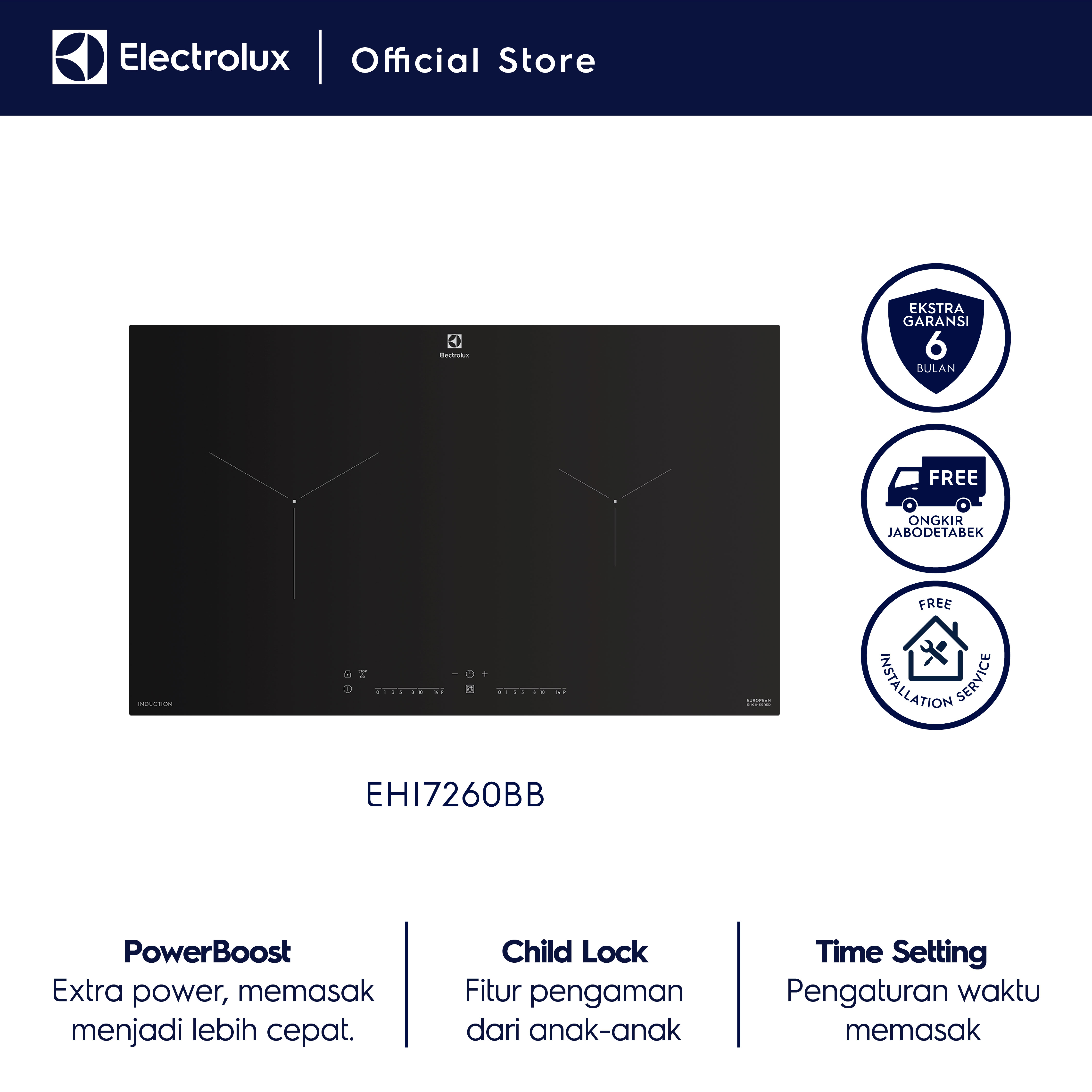 Promo Electrolux Kompor Tanam Induksi 70cm Ehi7260bb / Ehi 7260bb ...