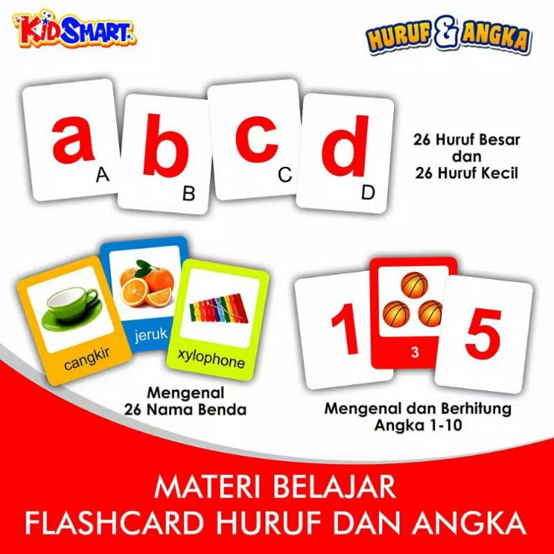 Jual Kidsmart Flash Card Ayo Mengenal Huruf Dan Angka Kartu Belajar ...