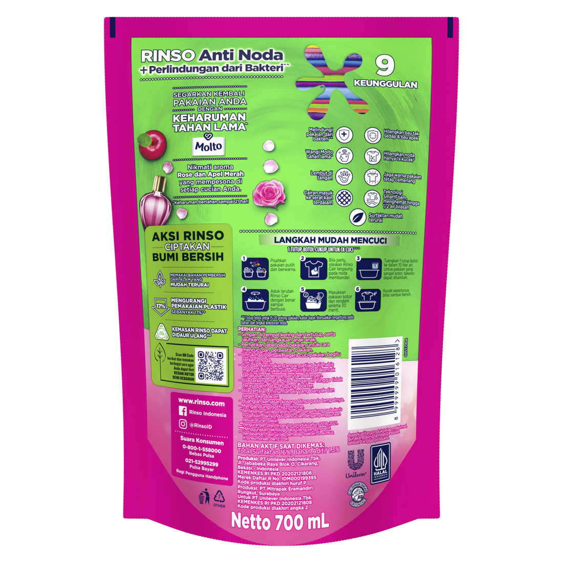 Promo Rinso Molto Detergent Cair Deterjen Anti Noda Rose Fresh 700 Ml ...