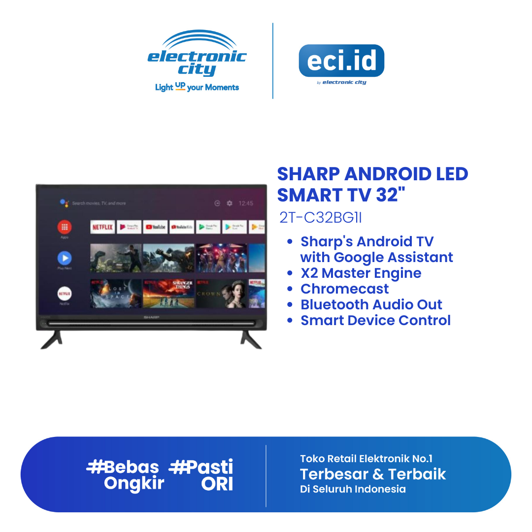 Jual Sharp 32 Inch Android LED TV - 2T-C32BG1I di Seller Electronic City Indonesia Official ...