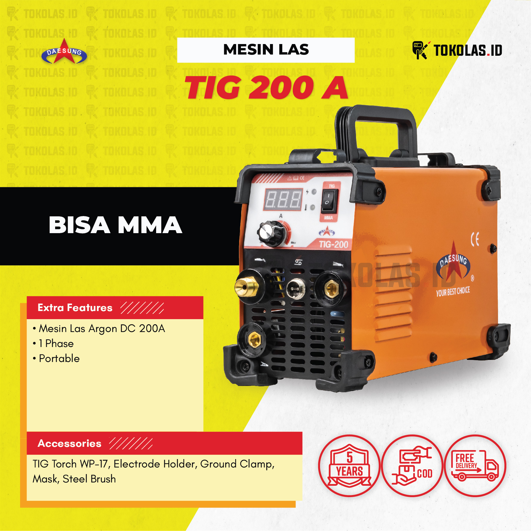 Jual Mesin Travo Las Inverter Daesung TIG ARGON TIG 200 TIG200 TIG-200 ...