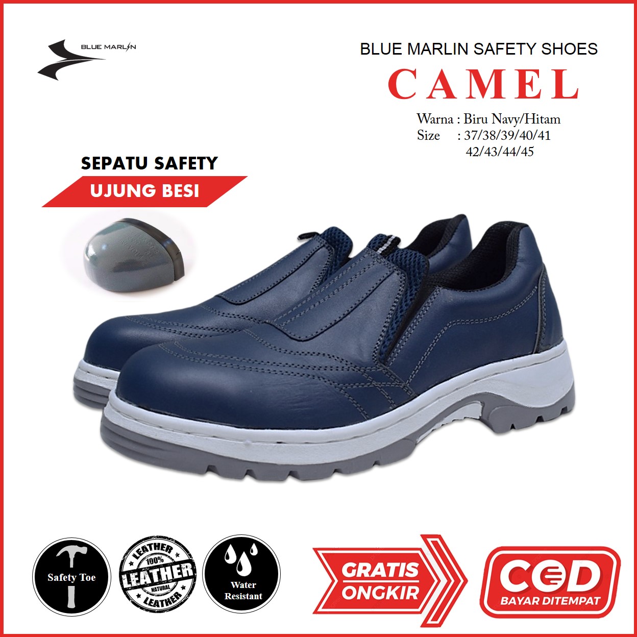 Jual SEPATU SAFETY BOOTS BLUE MARLIN CAMEL NAVY ORIGINAL STEEL TOE CAP ...