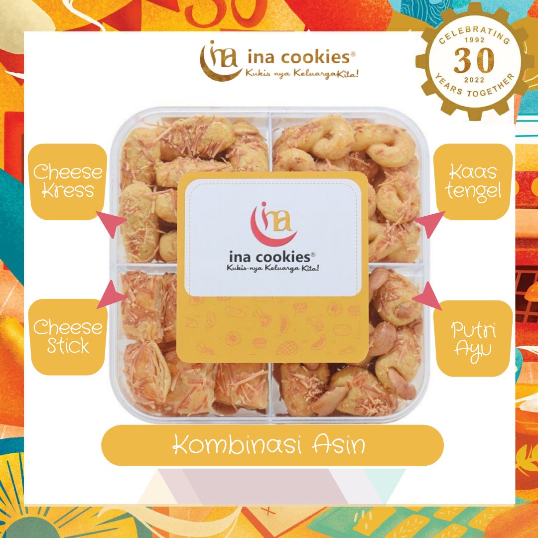 Jual Ina Cookies All Kombinasi 4 Rasa Manis Asin Nastar Coklat - Ina ...