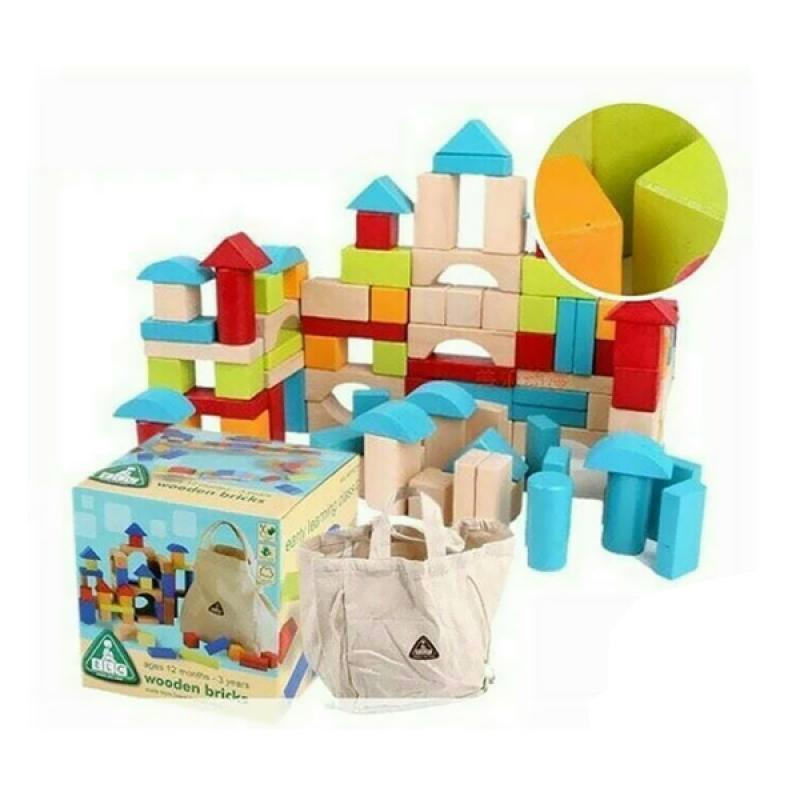 Jual Elc Wooden Brick Blocks & Stacking Toys - Blue [100 Pcs] Di Seller ...