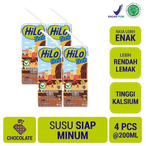 Promo Hilo Teen Chocolate Ready To Drink (4 Pcs) - Susu Tinggi Kalsium ...