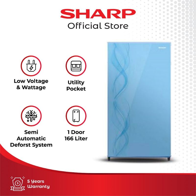 Jual SHARP SJ-N182D-AB Kulkas Lemari Es 1 Pintu Kirei III Aurora Series [166L/157L] - Blue di ...