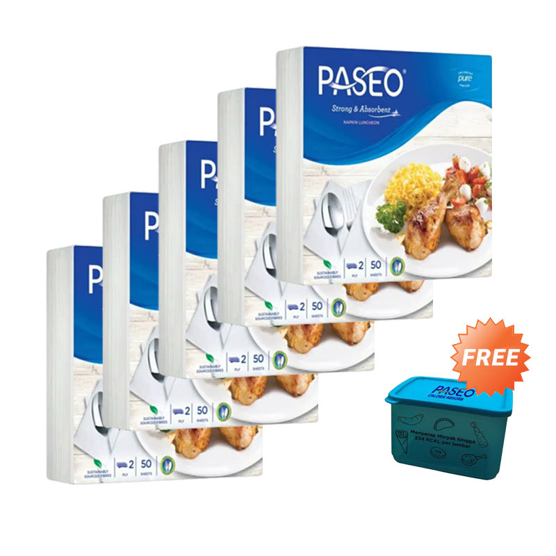Jual Paseo Elegant Napkin Luncheon Plain White [50 Sheets/5 Pcs] Free ...