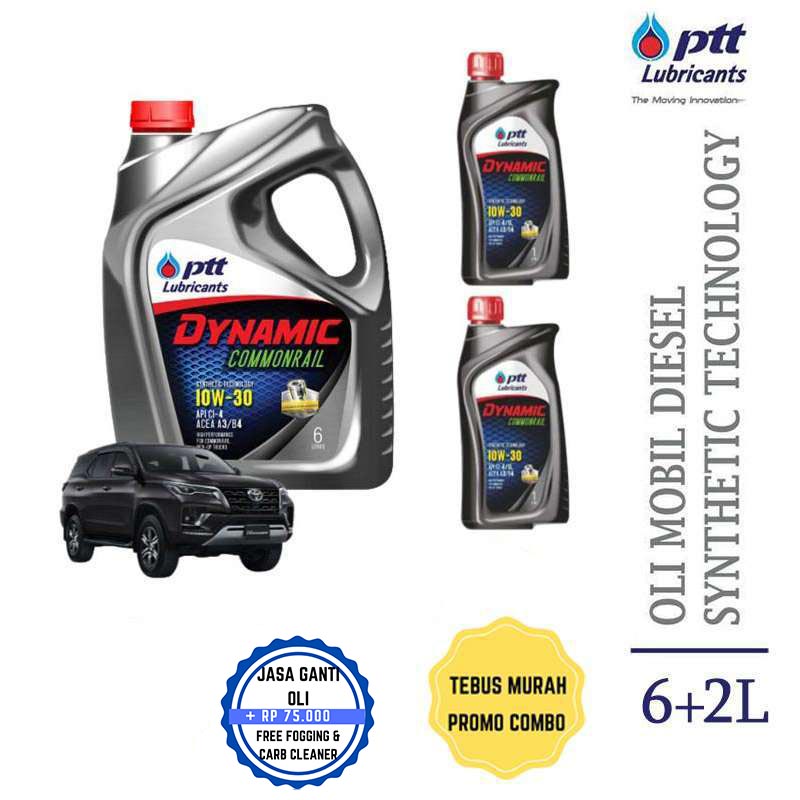 Promo PTT Lubricants Dynamic Commonrail SAE 10W30 [6+2L] Oli Mobil Diesel & Gunakan Jasa Ganti ...