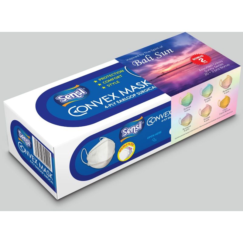 Promo Masker Sensi Convex 4ply Earloop Mix Sunny (20+2 pcs) Diskon 23% ...