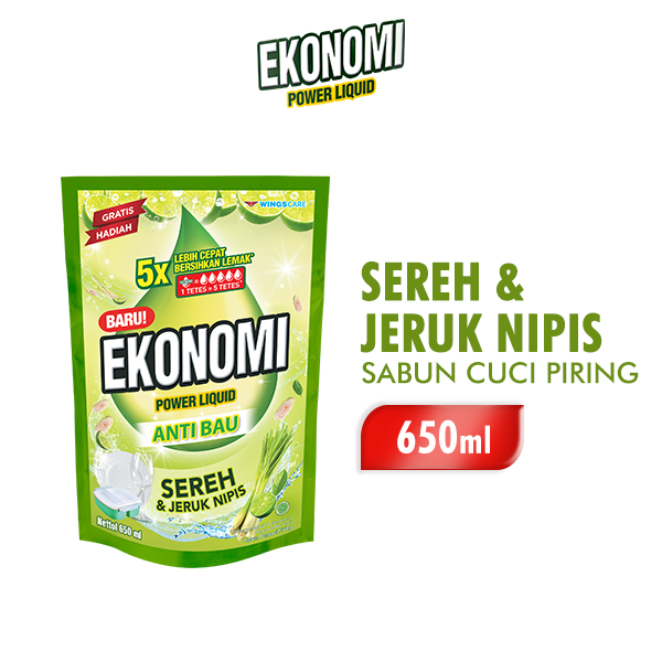 Promo Ekonomi Power Liquid Sabun Cuci Piring Sereh & Jeruk Nipis Pouch ...