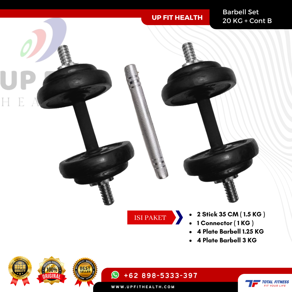 Promo Barbell Set 20kg + Connector/Dumble Set/ Barbel (Dapat Sepasang ...
