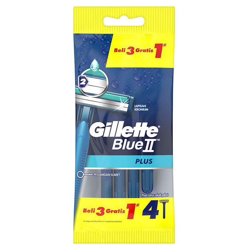Jual Gillette Blue II Plus Pisau Cukur [3+1 pcs] di Seller Alfamidi ...
