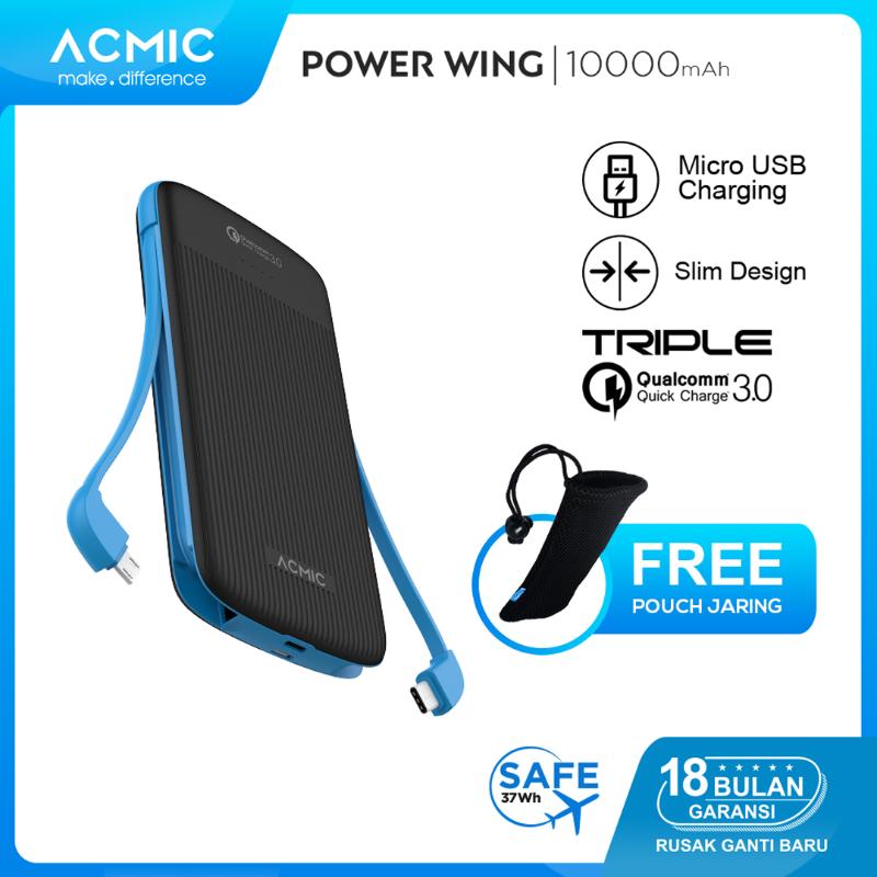 Jual ACMIC Power Wing Power Bank [10000mAh/ Triple Quick Charge 3.0] - Biru di Seller ACMIC ...