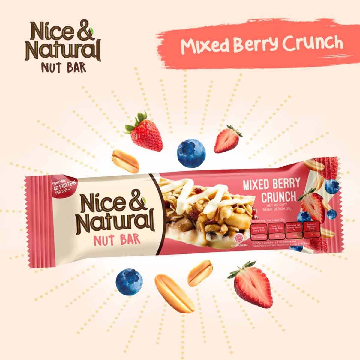Jual Nice & Natural Nut Bar Mixed Berry Crunch [30 g] di Seller URC ...