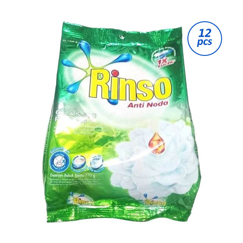 Jual RINSO ANTI NODA Detergent Bubuk[770 g/ 12 pcs/ 1 DUS] HIJAU di ...