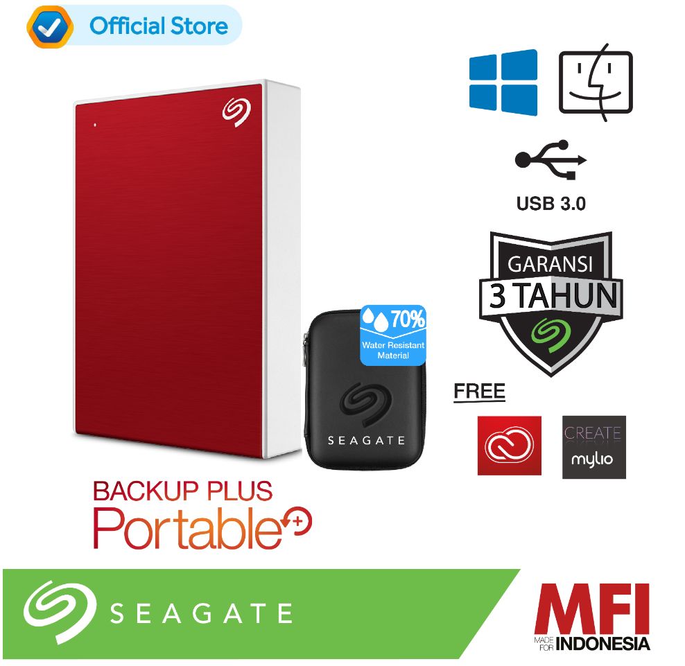 Jual Seagate New Backup Plus Portable 5TB Hardisk Eksternal USB 3.0 Red ...