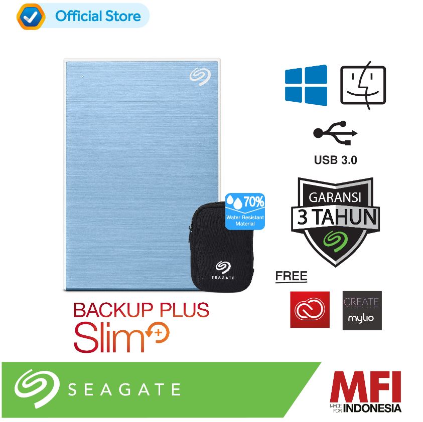 Jual Seagate New Backup Plus Slim 2TB Hardisk Eksternal USB 3.0 Blue ...