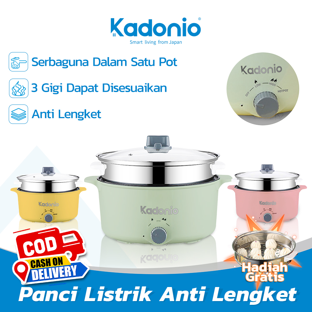 Promo Kadonio Pengukus Elektrik Multifunction Non Stick Cooker Pot - 22CM-Merah Muda Diskon 63% ...