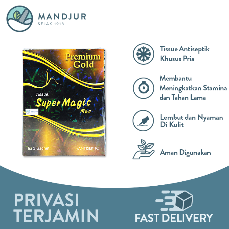 Jual Tissue / Tisu Super Magic Man Premium Gold Isi 3 Sachet di Seller ...