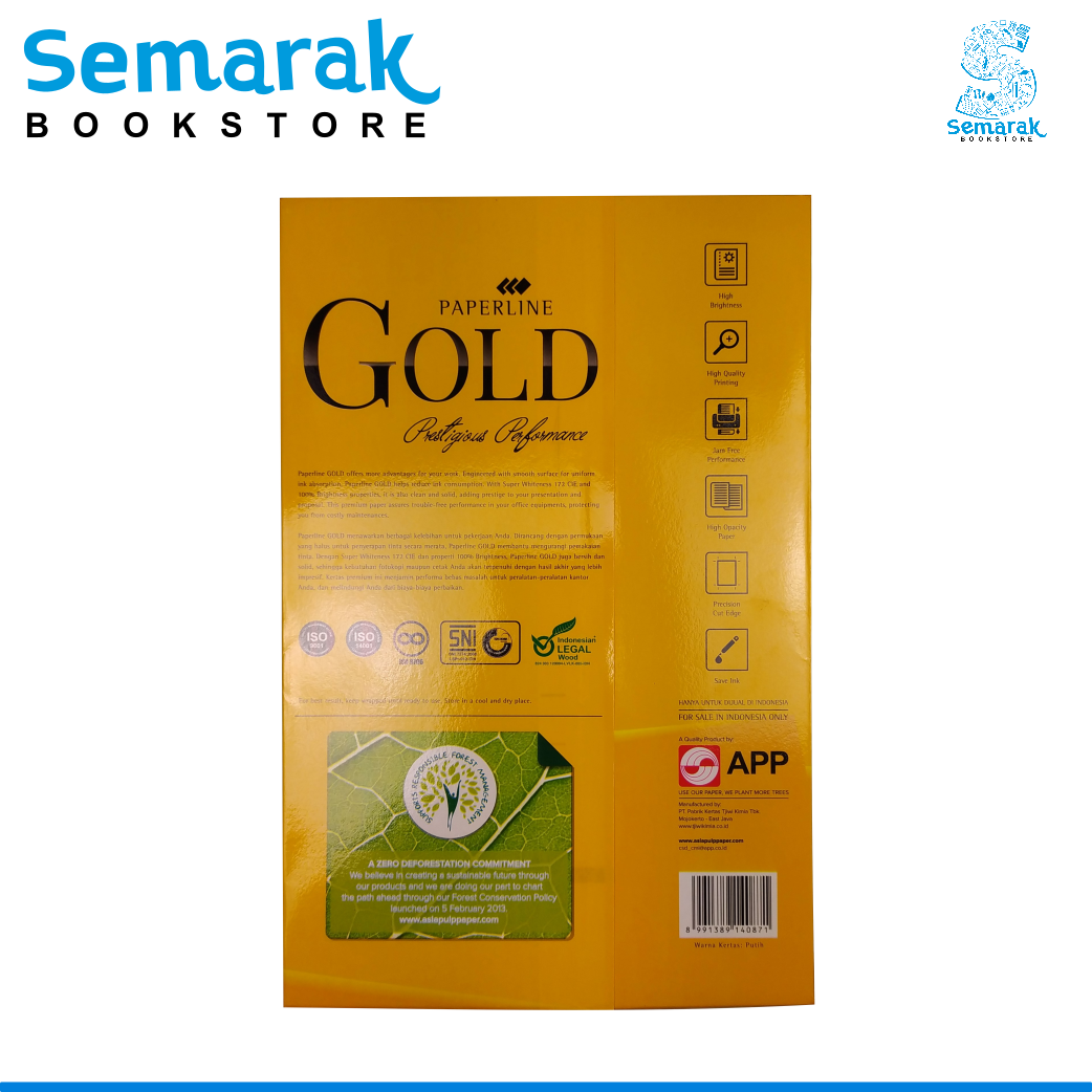 Jual Paperline Gold Multi Purpose Paper Kertas Hvs F4 [1 Rim @500 ...