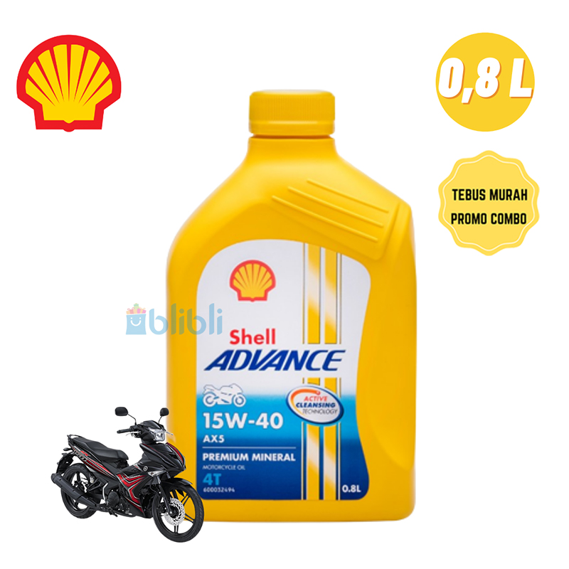 Jual Shell Advance AX5 15W40 [0.8L] Oli Shell Oli Motor Shell Honda Yamaha Suzuki 0,8L (Dapatkan ...