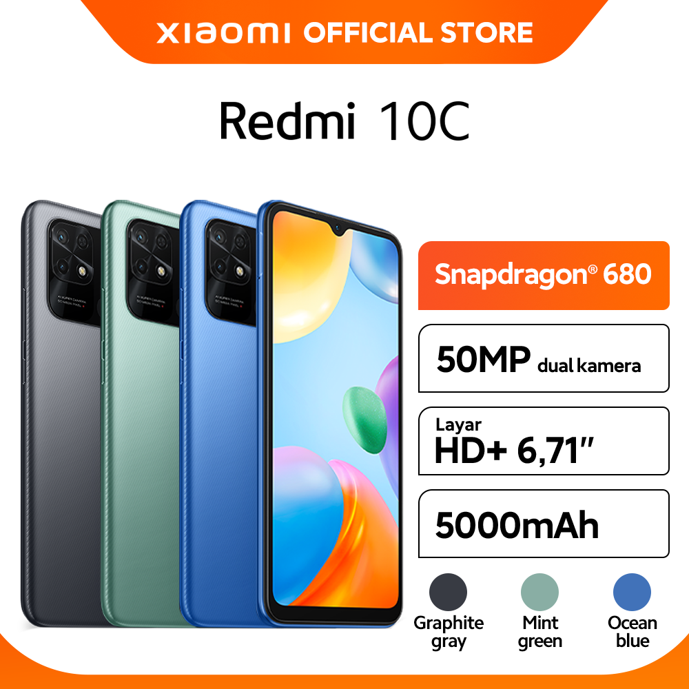 Jual Xiaomi Official Redmi 10C (4/128GB) Snapdragon® 680 50MP AI Super Kamera Layar Dot Drop 6 ...
