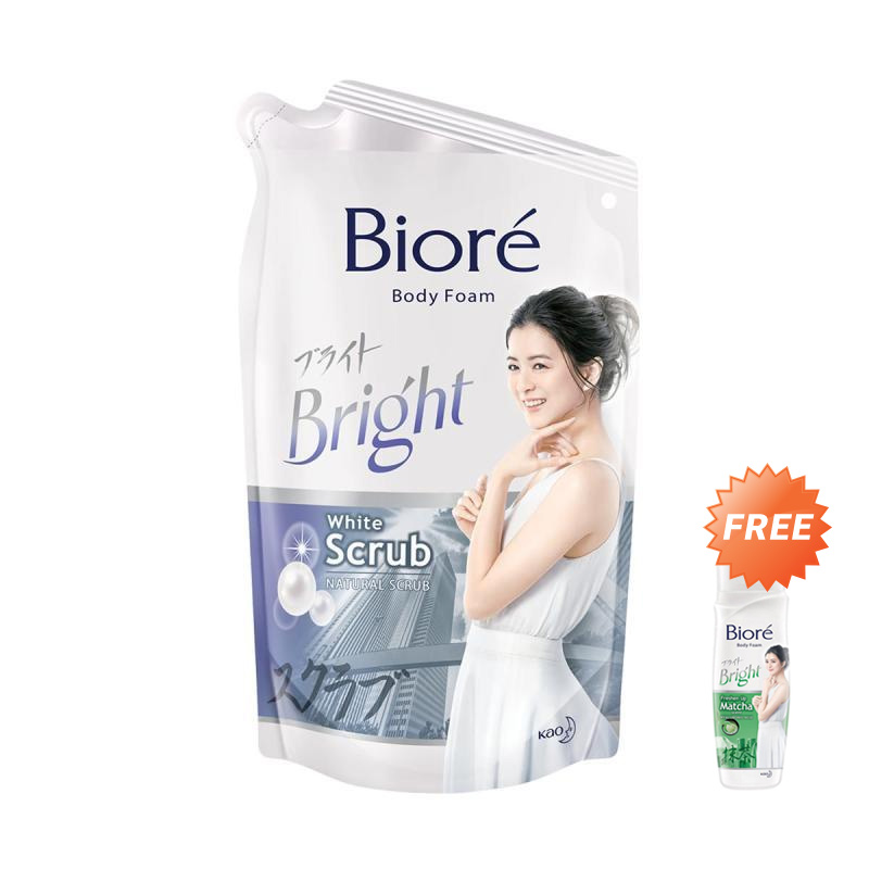 Jual Biore Body Foam Bright White Scrub Pouch Sabun Mandi Cair 450 Ml Free Biore Bright Freshen ...