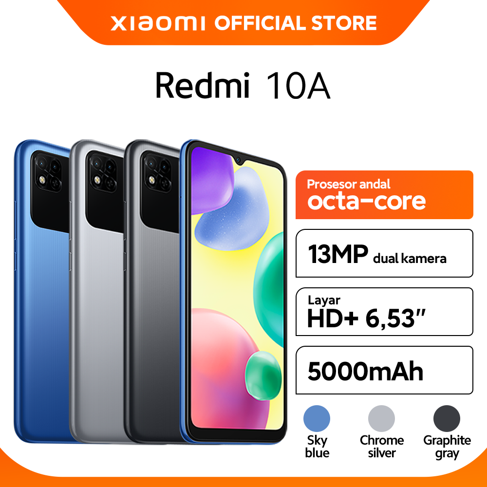 Jual Xiaomi Official Redmi 10A (3/64GB) Kamera Ganda 13MP 5000mAh Layar ...